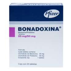 Bonadoxina, meclozina, piridoxina, náusea, tabletas, Pfizer, RX ...