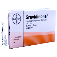 Gravidinona, estradiol, aborto, solución inyectable, Bayer, RX-ginecologia